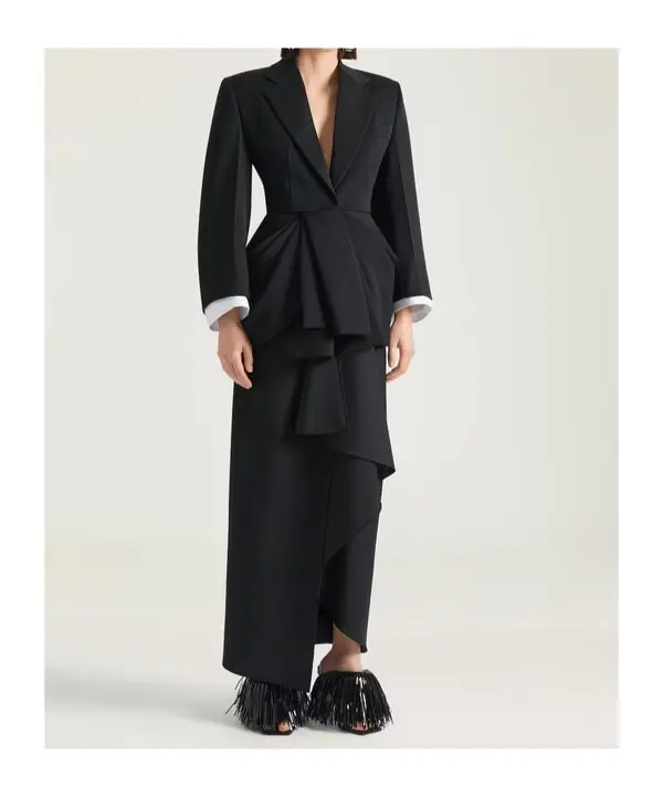 Givenchy Single-breasted Draped Jacket In Wool Grain De Poudre