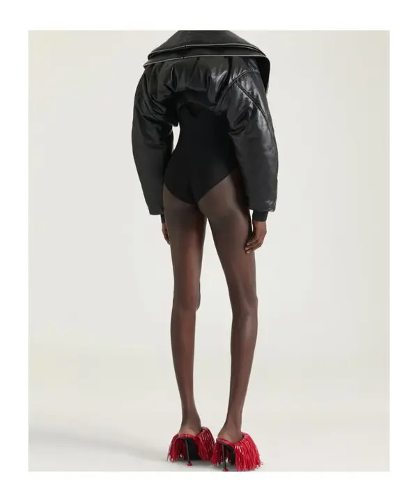 Givenchy Cropped Bomber With Zipped Shawl Collar In Leather
