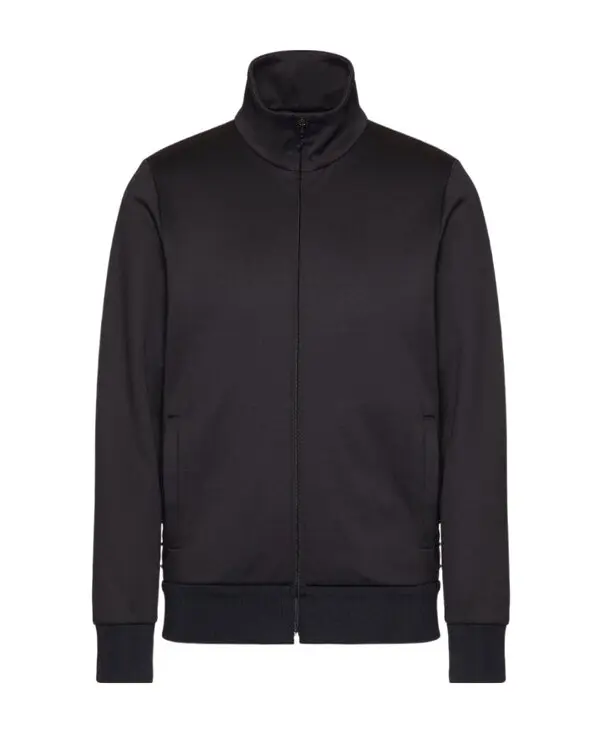 Valentino Garavani High Neck Acetate Sweatshirt With Zipper And Untitled Studs - Black