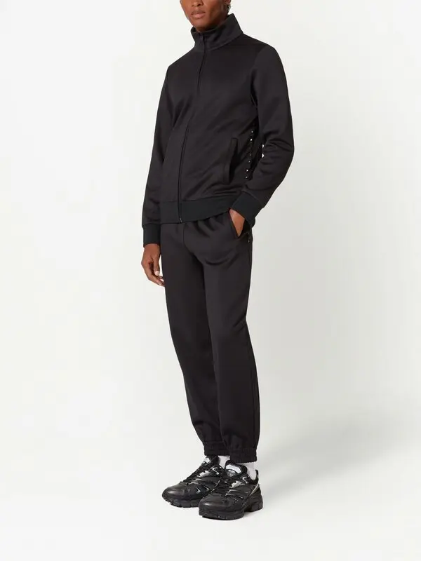 Valentino Garavani High Neck Acetate Sweatshirt With Zipper And Untitled Studs