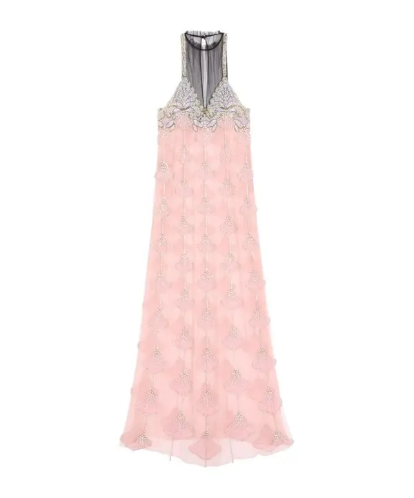 Valentino Garavani Round Neck Sleeveless Embroidered Dress - Pink