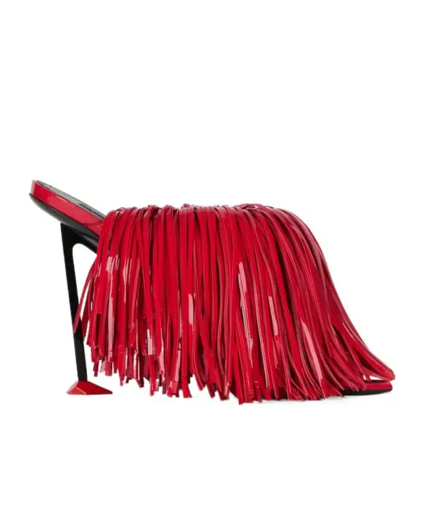 Givenchy Boudoir Heeled Mules In Patent Leather With Fringes - Cinnabar