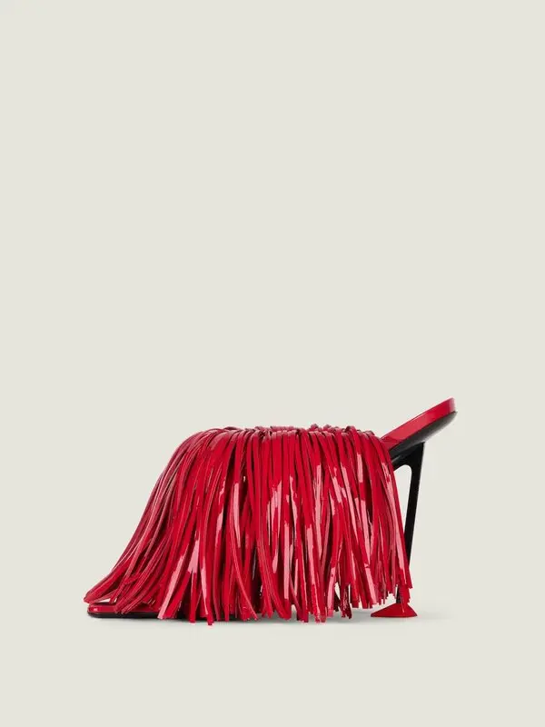 Givenchy Boudoir Heeled Mules In Patent Leather With Fringes
