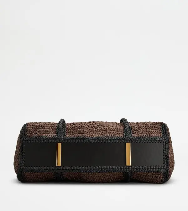 TOD'S T Timeless Large Raffia Shoulder Bag