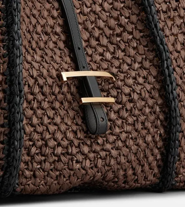 TOD'S T Timeless Large Raffia Shoulder Bag