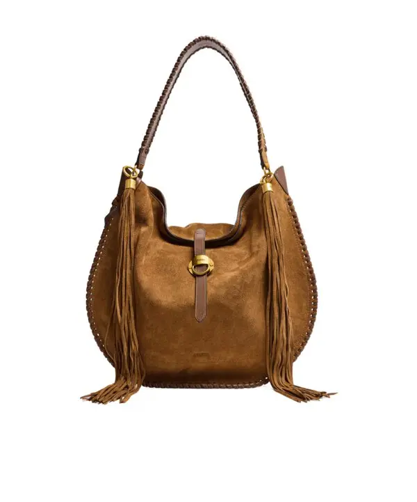 Isabel Marant Étoile Oskan Hobo Folk Shoulder Bag In Suede - Brown
