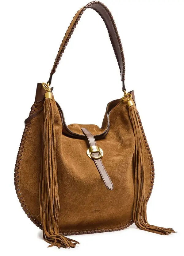 Isabel Marant Étoile Oskan Hobo Folk Shoulder Bag In Suede
