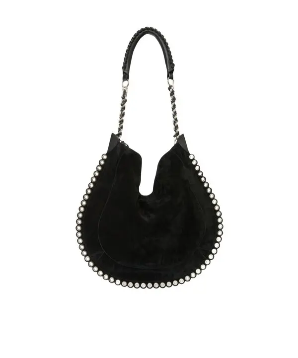 Isabel Marant Étoile Oskan Hobo Soft Shoulder Bag With Perforated Studs - Black