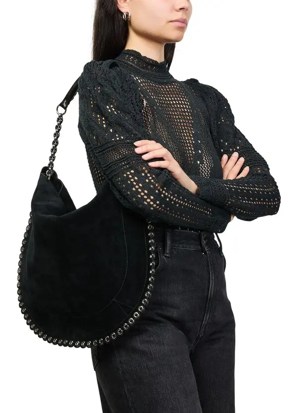 Isabel Marant Étoile Oskan Hobo Soft Shoulder Bag With Perforated Studs