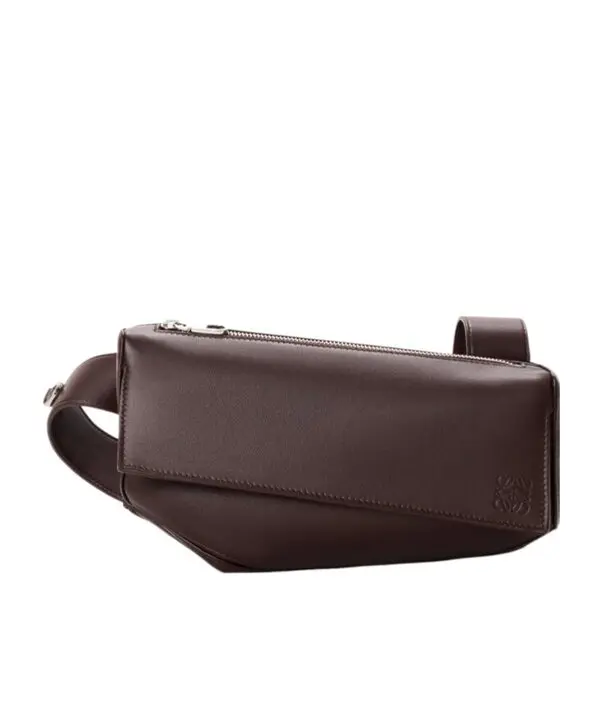 Loewe Puzzle Featherlight Sling Bag In Nappa Lambskin - Deep Chestnut