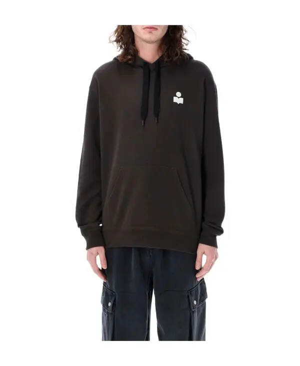 Isabel Marant Étoile Matte Logo Printed Drawstring Hoodie - Black