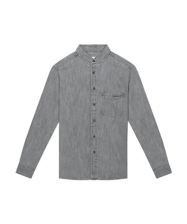Isabel Marant Étoile Lako Embroidered-logo Denim Shirt - Gray