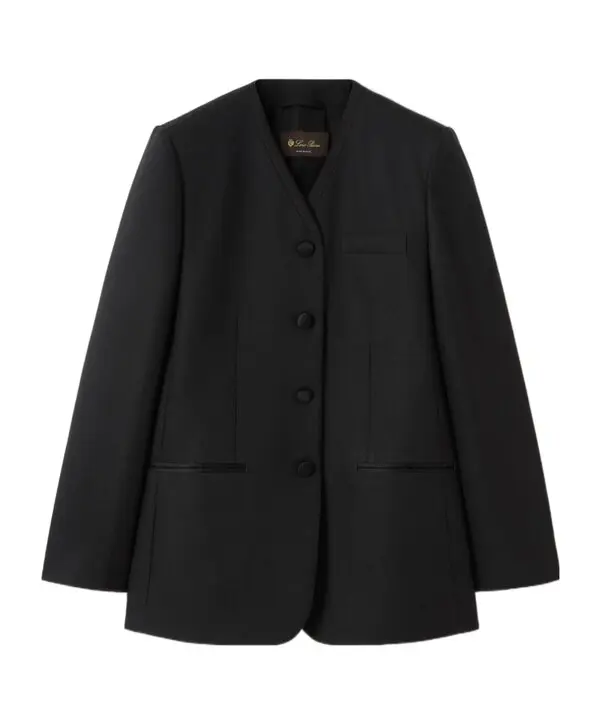 Loro Piana Lizzie Jacket With V-neck And Satin Inserts