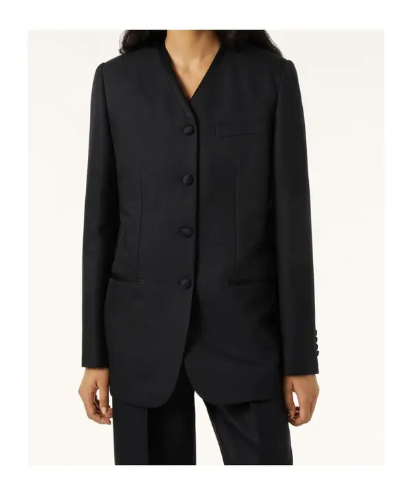 Loro Piana Lizzie Jacket With V-neck And Satin Inserts