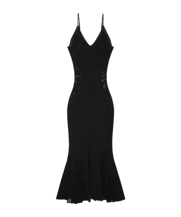 Givenchy Midi Dress In Openwork Knit - Black