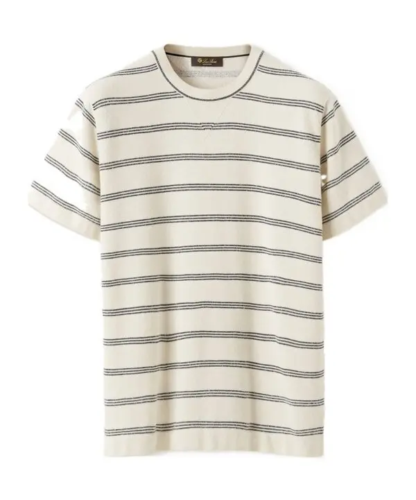 Loro Piana Caravella T-shirt - White Cloud Navy Blue