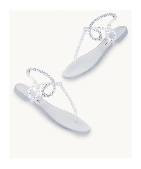 AQUAZZURA Almost Bare Embellished Jelly Flat Sandals