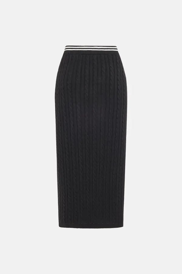 Alessandra Rich Ribbed Knit Midi Skirt