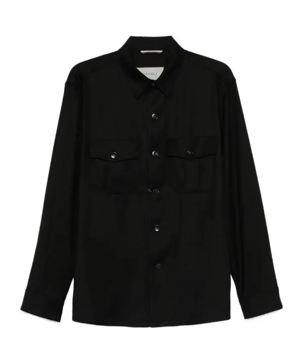 Canali Long-sleeved Casual Jacket - Black