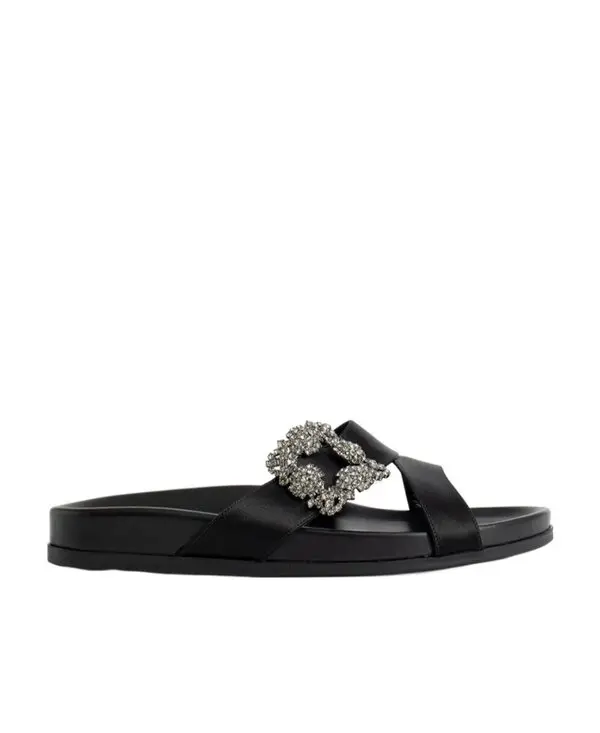Manolo Blahnik Buckle Decorative Slippers - Black
