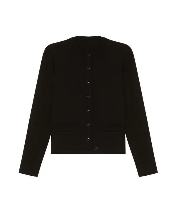 COURREGES Logo-patch Cropped Cardigan - Black