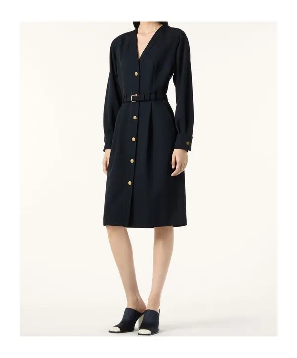 Loro Piana Bis Gladys Dress With V-neck And Belted Waist