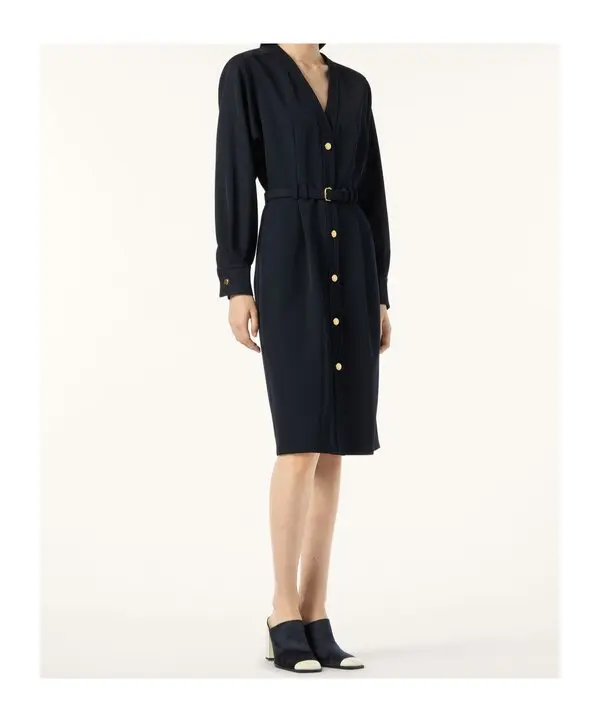 Loro Piana Bis Gladys Dress With V-neck And Belted Waist