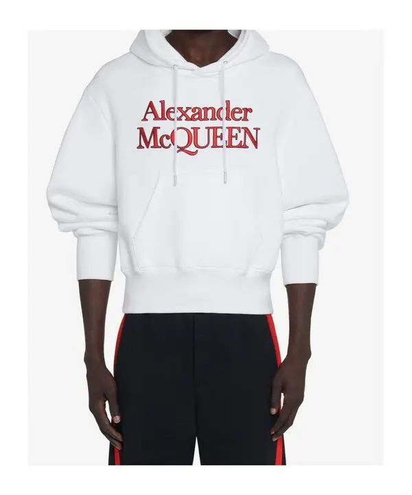 Alexander McQueen Logo Embroidered Drawstring Hoodie