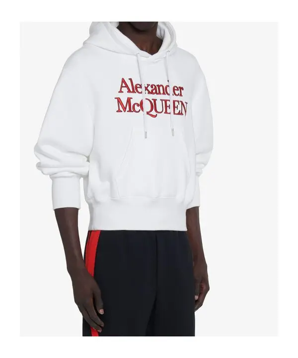 Alexander McQueen Logo Embroidered Drawstring Hoodie