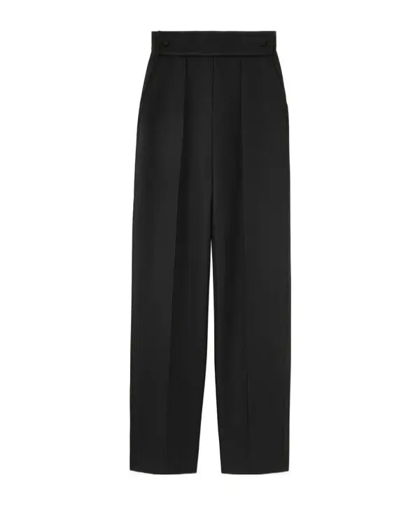 Loro Piana High-rise Straight Cut Trousers With Satin Trim