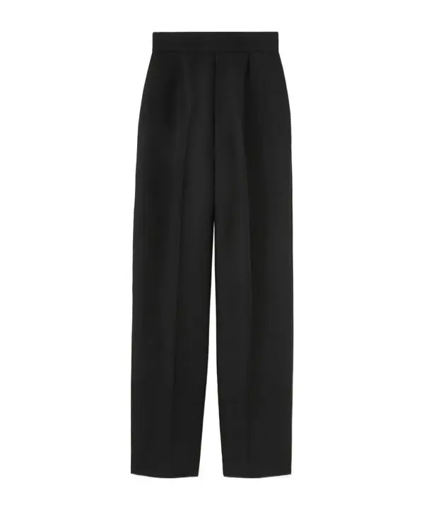 Loro Piana High-rise Straight Cut Trousers With Satin Trim