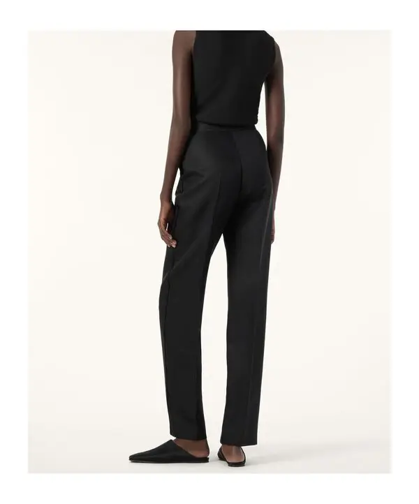 Loro Piana High-rise Straight Cut Trousers With Satin Trim