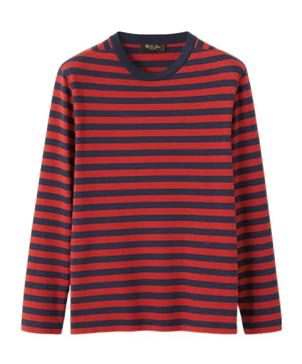 Loro Piana Barquetine Crewneck - Blue Navy/red Fancy