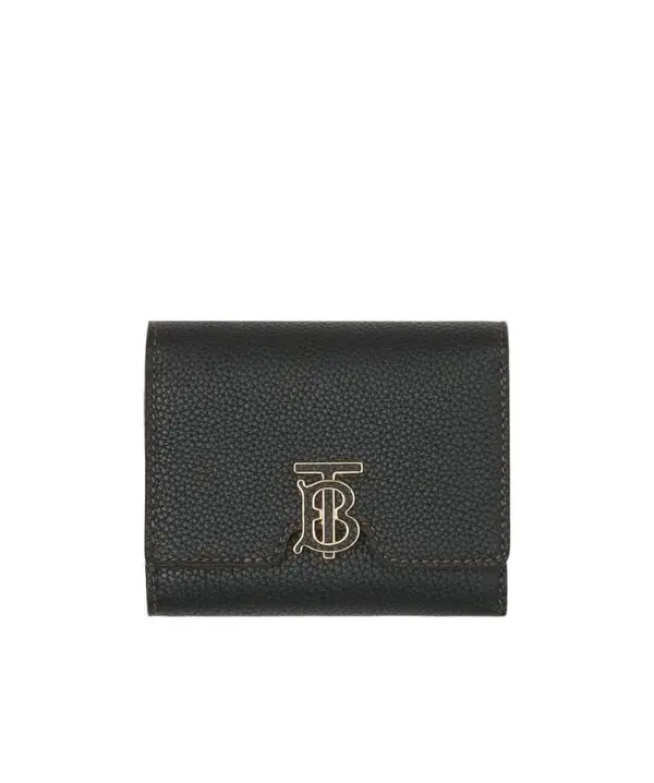 Burberry Logo Plaque Trifold Wallet - Black