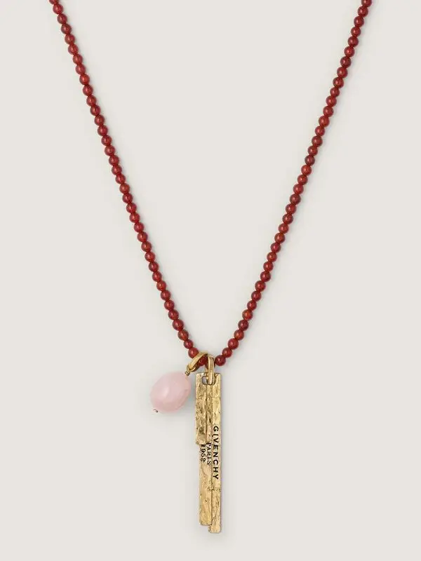 Givenchy Tape Long Necklace In Agate, Metal And Quartz