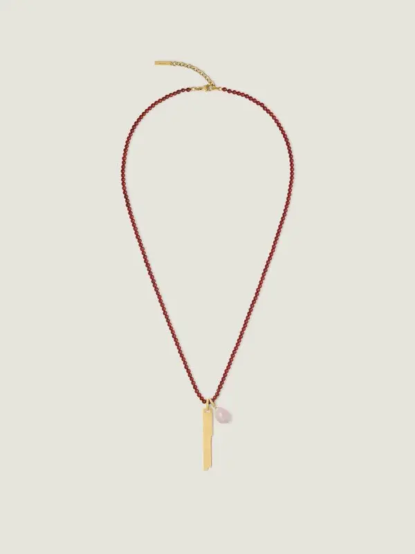 Givenchy Tape Long Necklace In Agate, Metal And Quartz