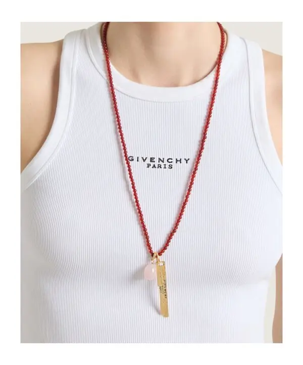 Givenchy Tape Long Necklace In Agate, Metal And Quartz