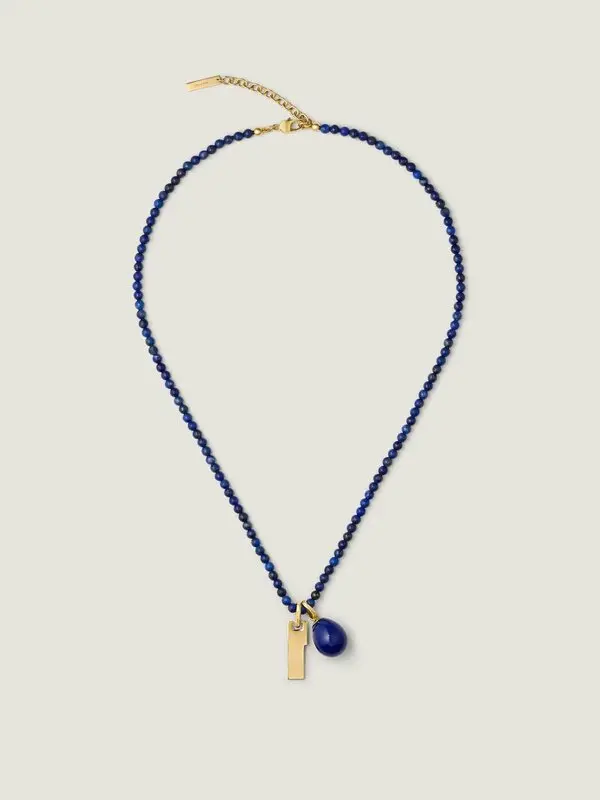 Givenchy Lapis Lazuli, Metal, And Resin Tape Necklace - Blue/gold