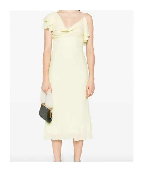 SELF-PORTRAIT Georgette Frill Asymmetrical Midi Dress