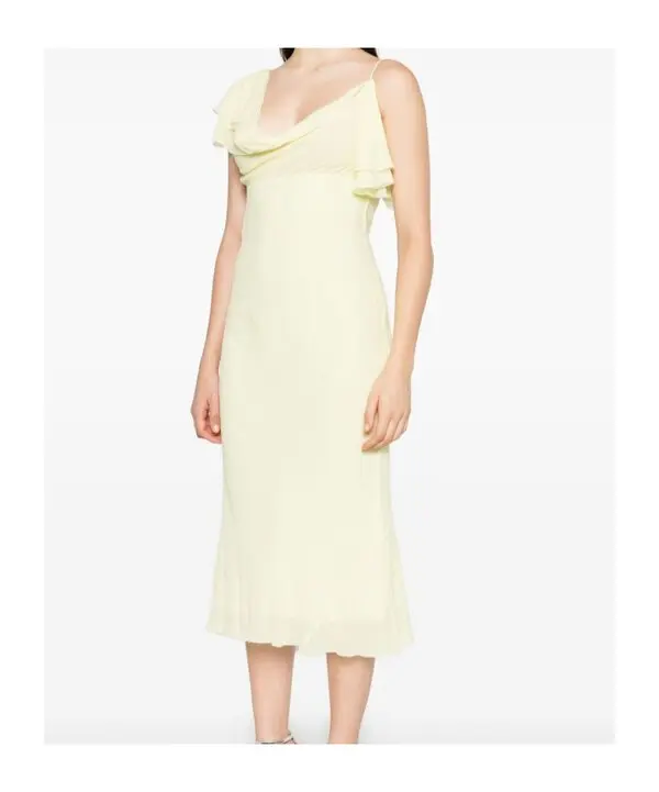 SELF-PORTRAIT Georgette Frill Asymmetrical Midi Dress