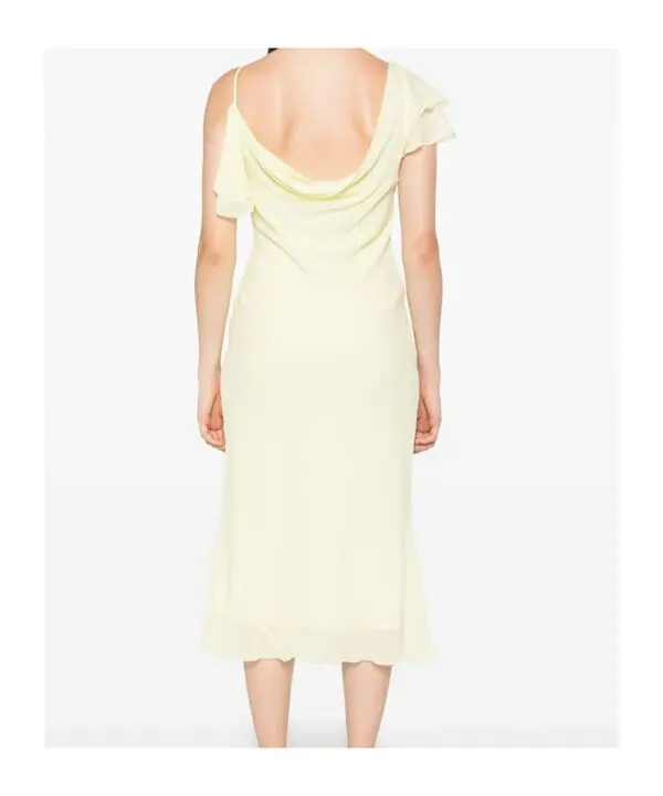 SELF-PORTRAIT Georgette Frill Asymmetrical Midi Dress