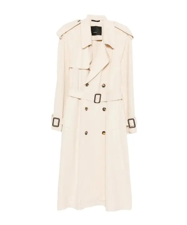 Wardrobe.NYC Buttoned Belted Trench Coat - White