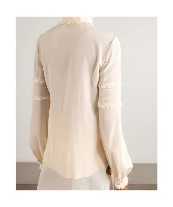 Valentino Garavani Crepe De Chine Shirt With Band Collar And Long Sleeves