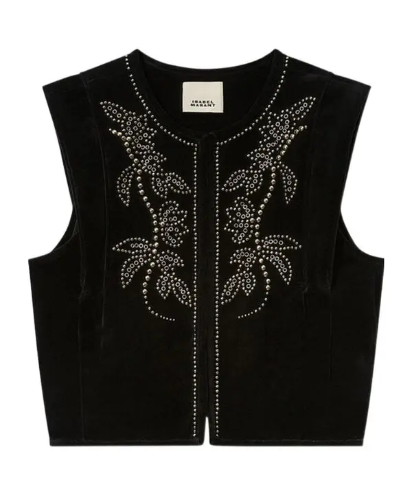 Isabel Marant Étoile Poppy Studded Velvet Vest