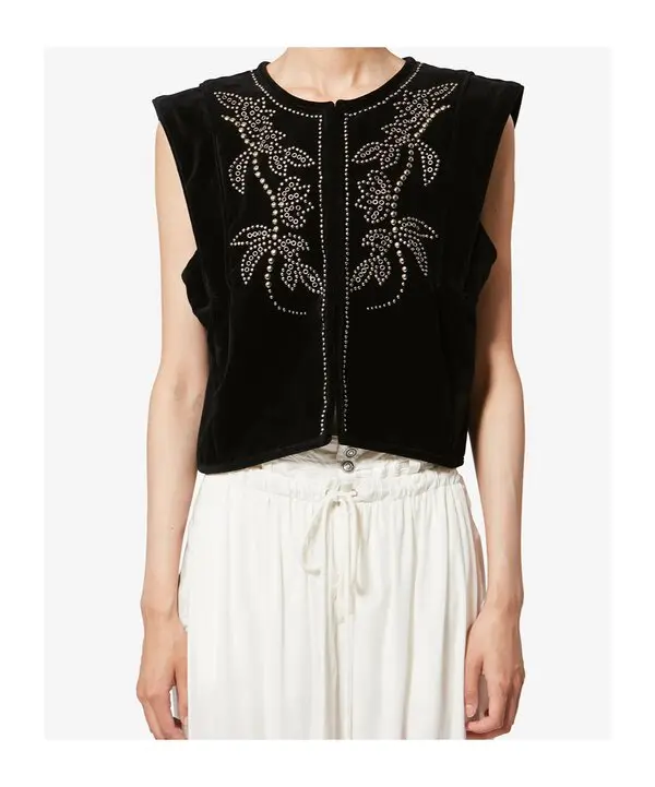 Isabel Marant Étoile Poppy Studded Velvet Vest