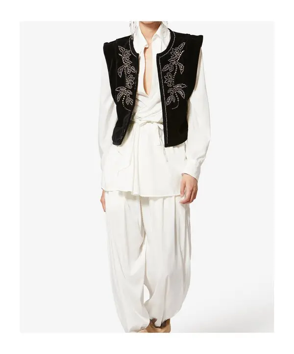 Isabel Marant Étoile Poppy Studded Velvet Vest