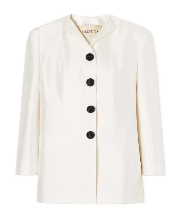 Valentino Garavani Notched Lapel Button-up Blazer - White