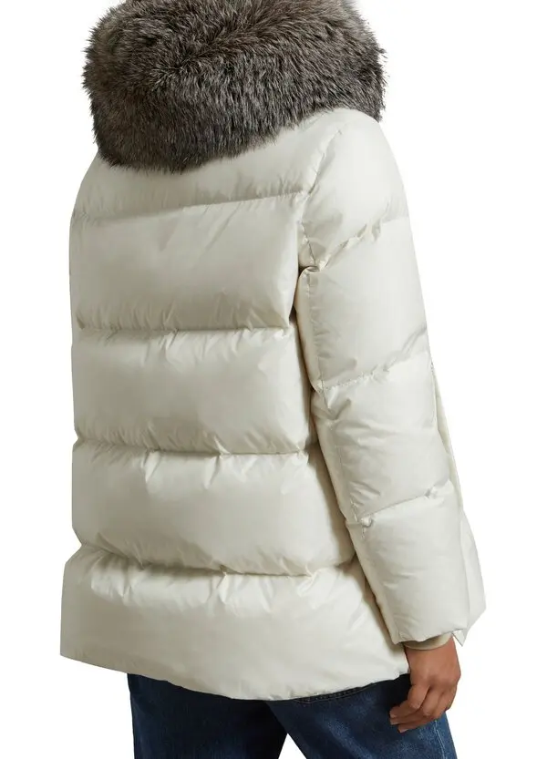 YVES SALOMON A-shaped Waterproof Down Jacket With Fur Details