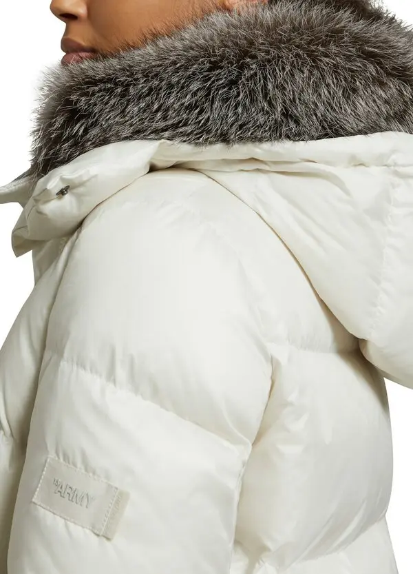 YVES SALOMON A-shaped Waterproof Down Jacket With Fur Details
