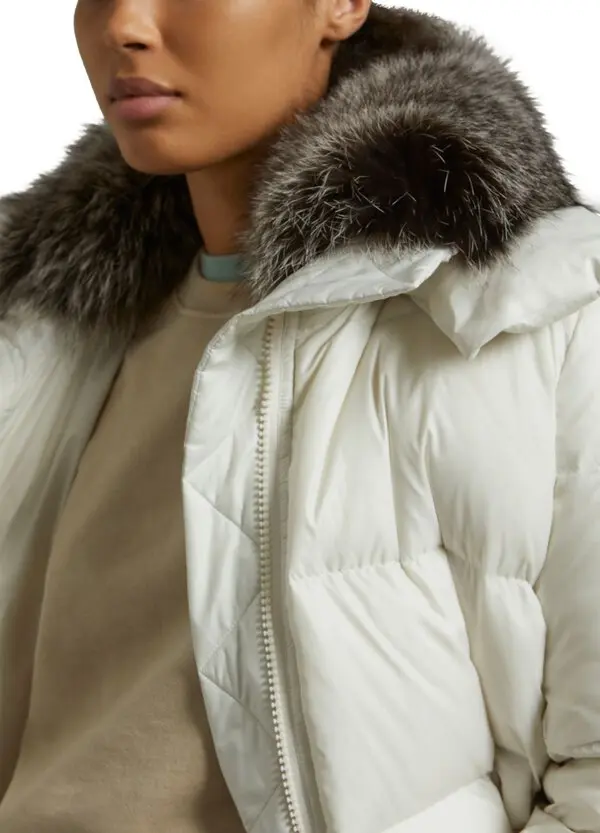 YVES SALOMON A-shaped Waterproof Down Jacket With Fur Details